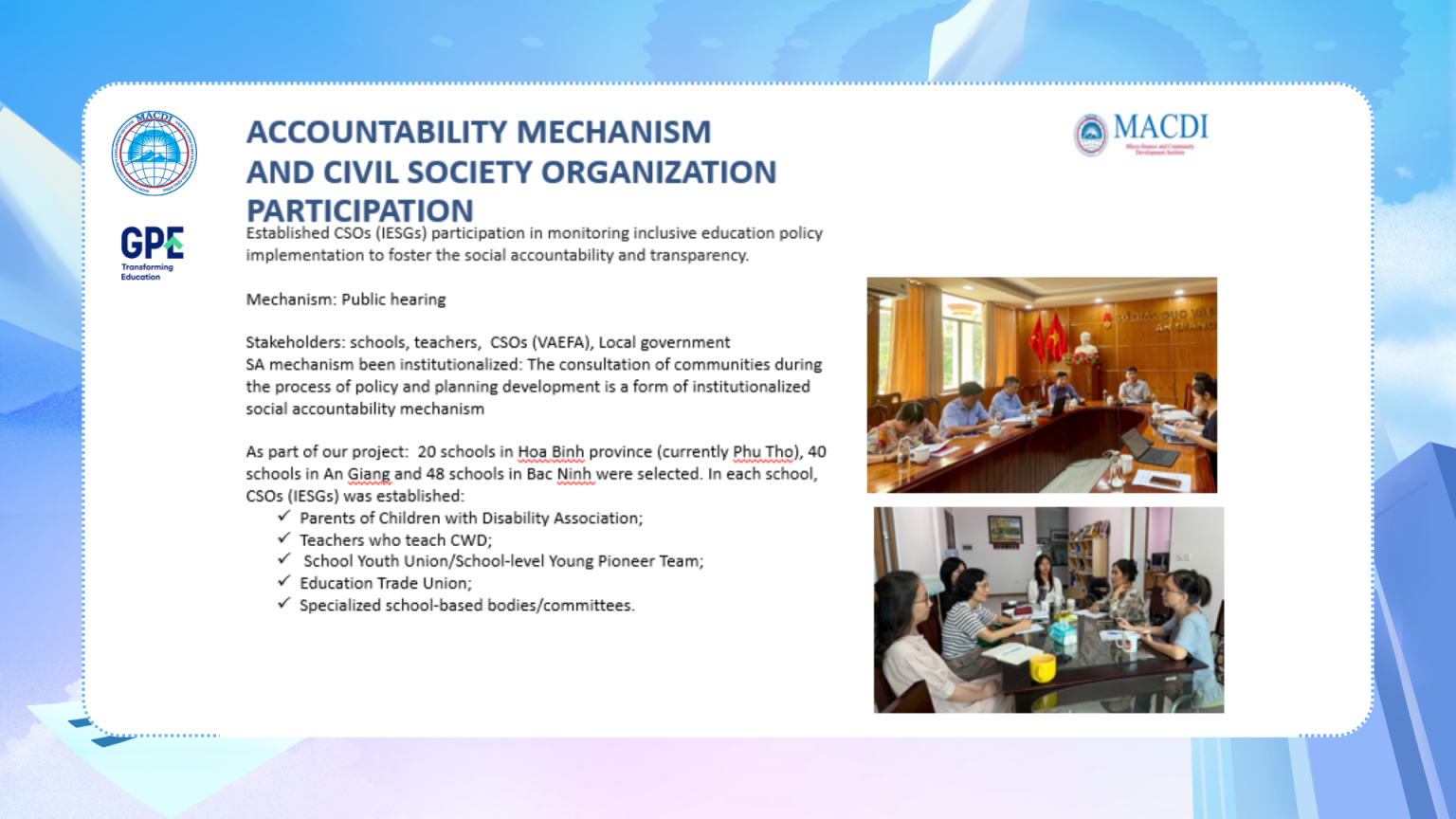 Thúc đẩy trách nhiệm giải trình xã hội với mô hình "nhóm nòng cốt" giám sát giáo dục hòa nhập ...